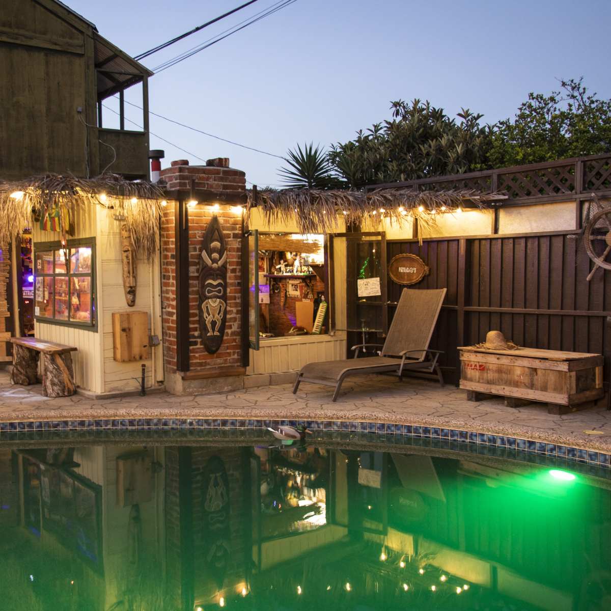 Vintage Tiki Backyard Event w/ Swimming Pool, & Pond, Long Beach, CA ...