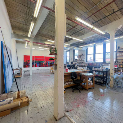 Artist studio loft with beautiful light, great splattered floors ...