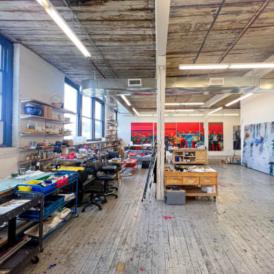 Artist studio loft with beautiful light, great splattered floors ...