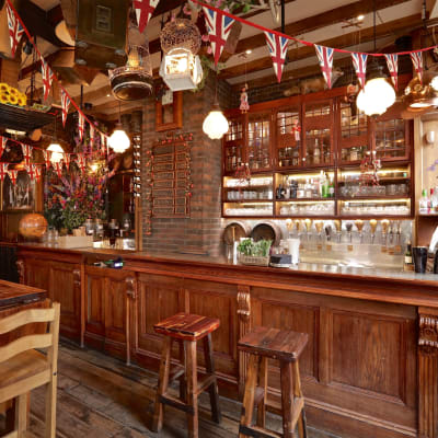 Classic British Wood-Panelled, Old-Style Tavern Themed Around Explorer ...