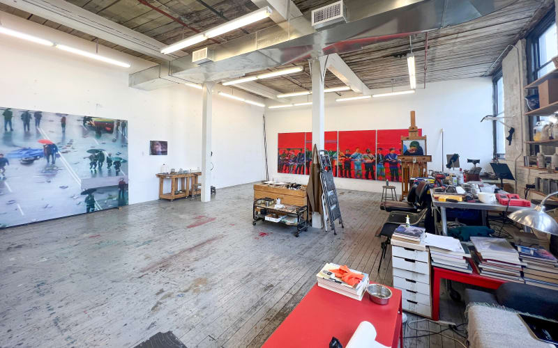 Artist studio loft with beautiful light, great splattered floors ...