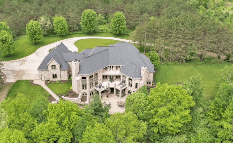 Stunning 3-level chilton-stone castle with private lake, Gillett, WI ...