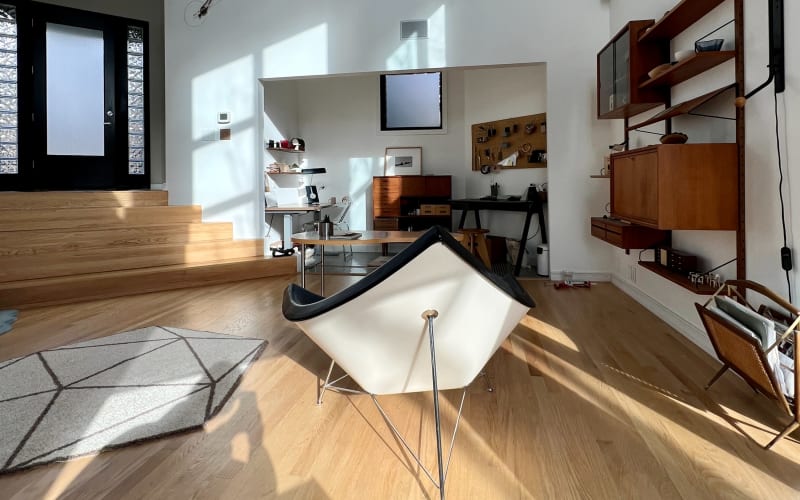 Midcentury modern loft-style house with designer furnitures, full of ...