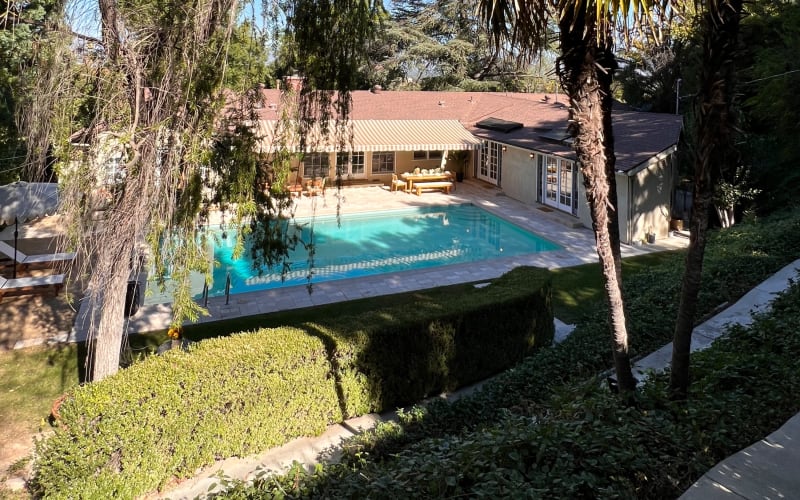 Old Hollywood Ranch Style Backyard with Pool and Garden, Encino, CA ...