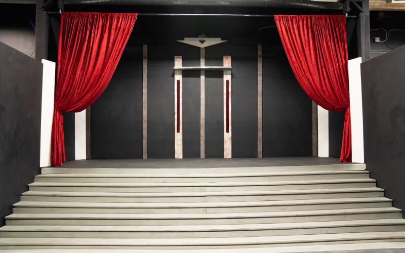 Pre-Lit Dance Studio & Theater Stage with Stairway, Lasers & Red ...