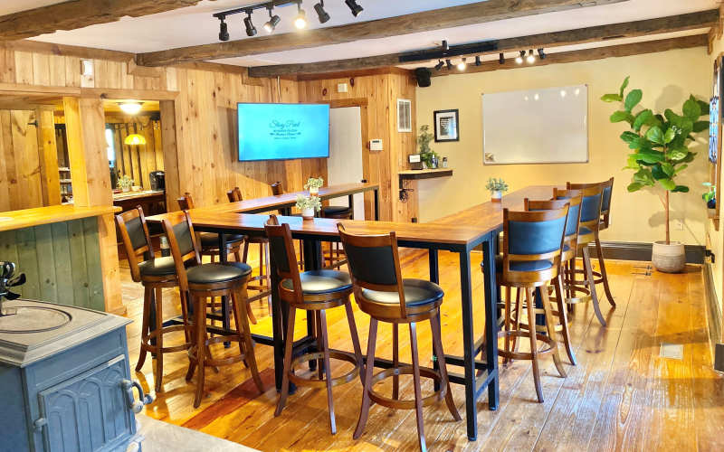 Rustic Meeting Room with Wood-Beamed Ceiling - Seating for 16 ...