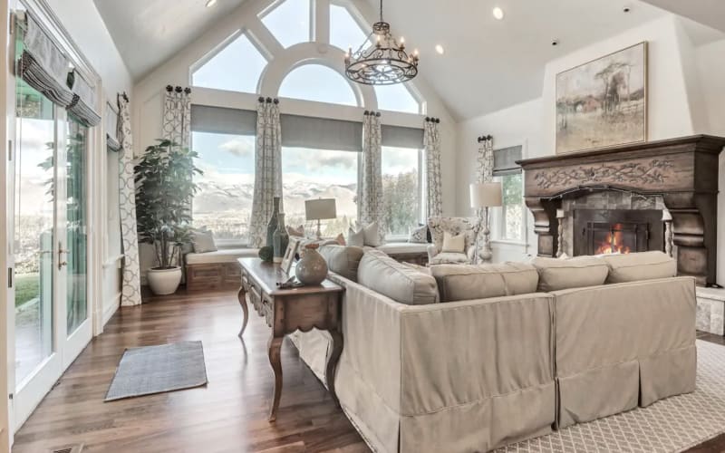 Rustic French Country Villa with Gorgeous Views and Large Windows ...