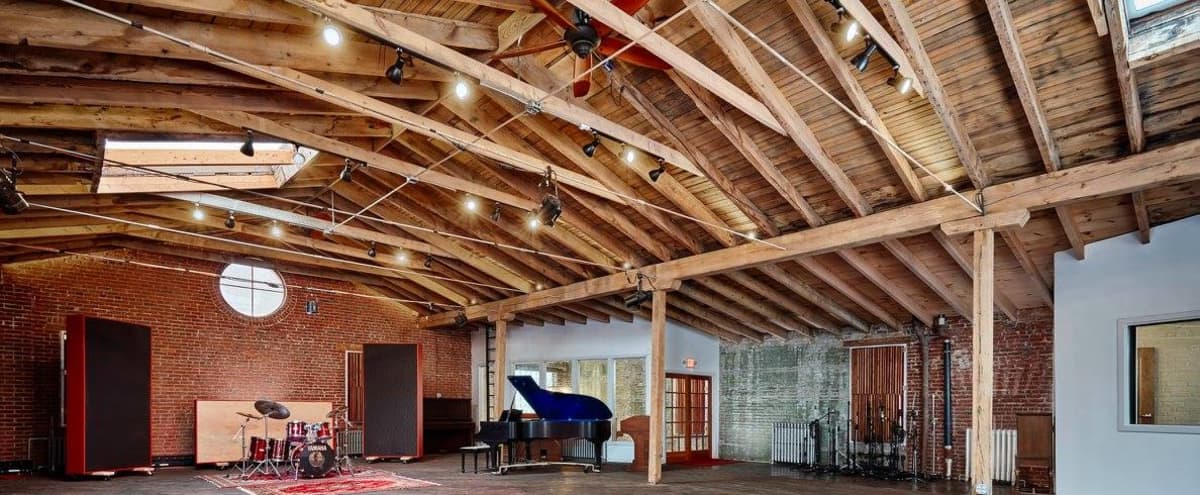 Rustic Studio with Natural Wood and Brick for Film & Photo ...