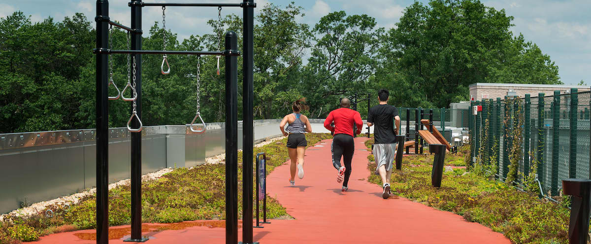Rooftop running track and outdoor gym, Alexandria, VA | Production ...