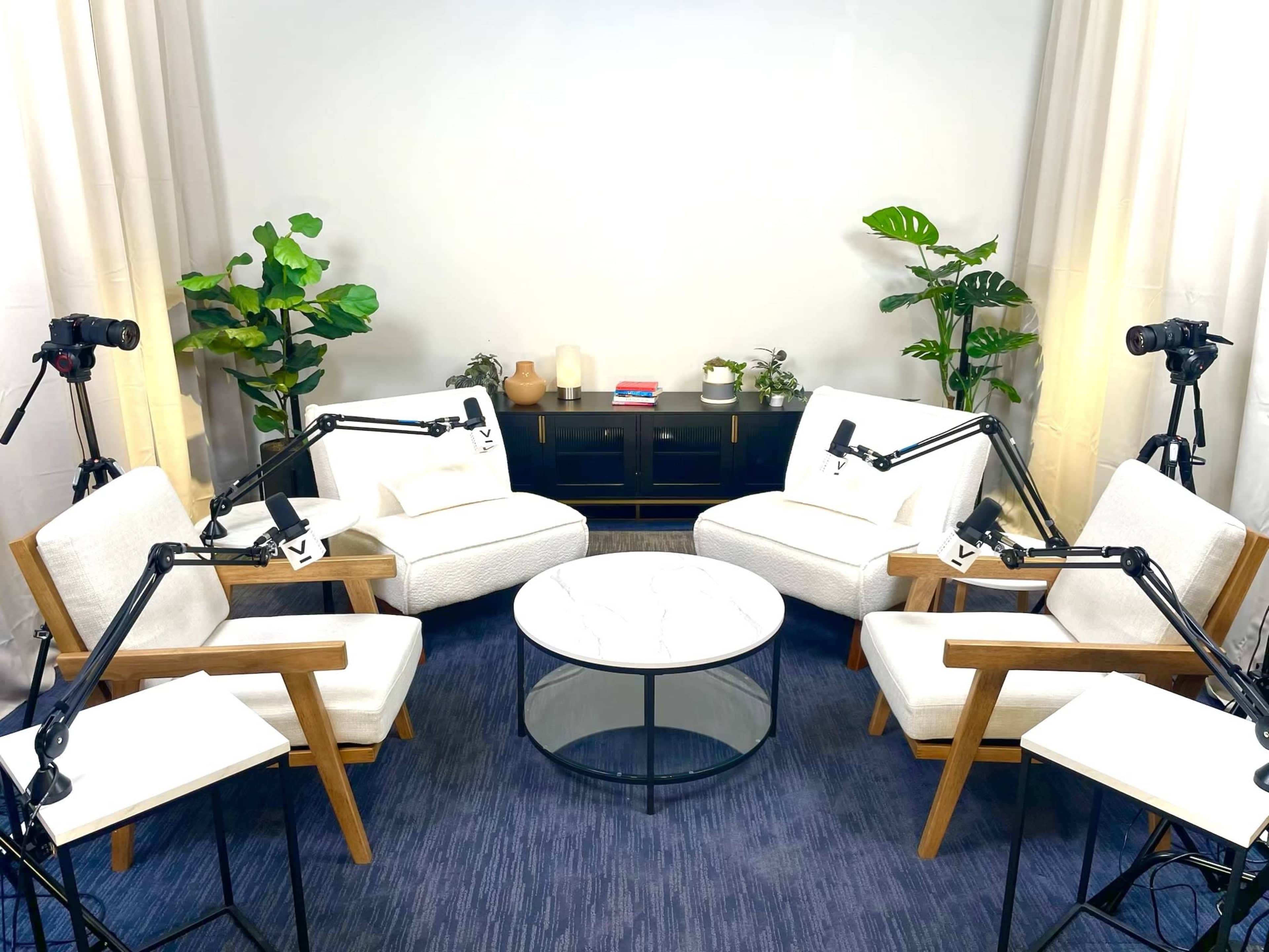 Upscale large multi-room podcast audio and video production studio ...