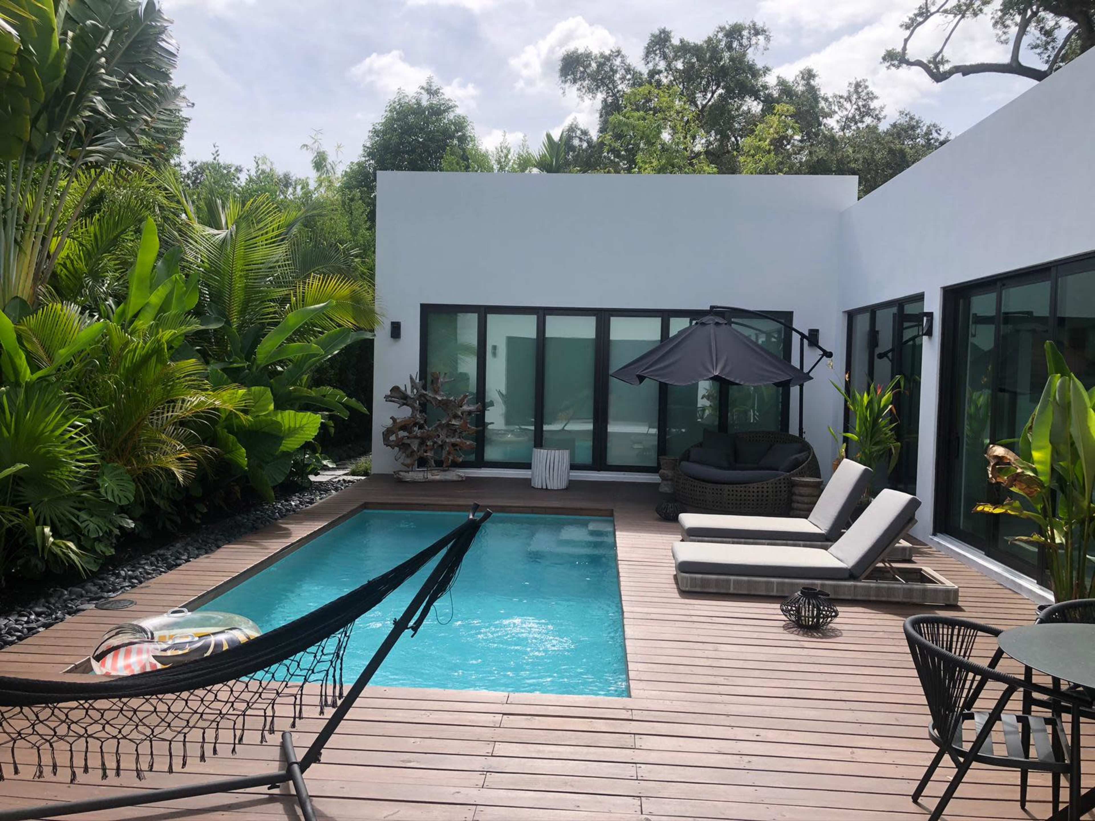 Tropical Pool Deck - Bali Vibes with modern house back drop, South ...