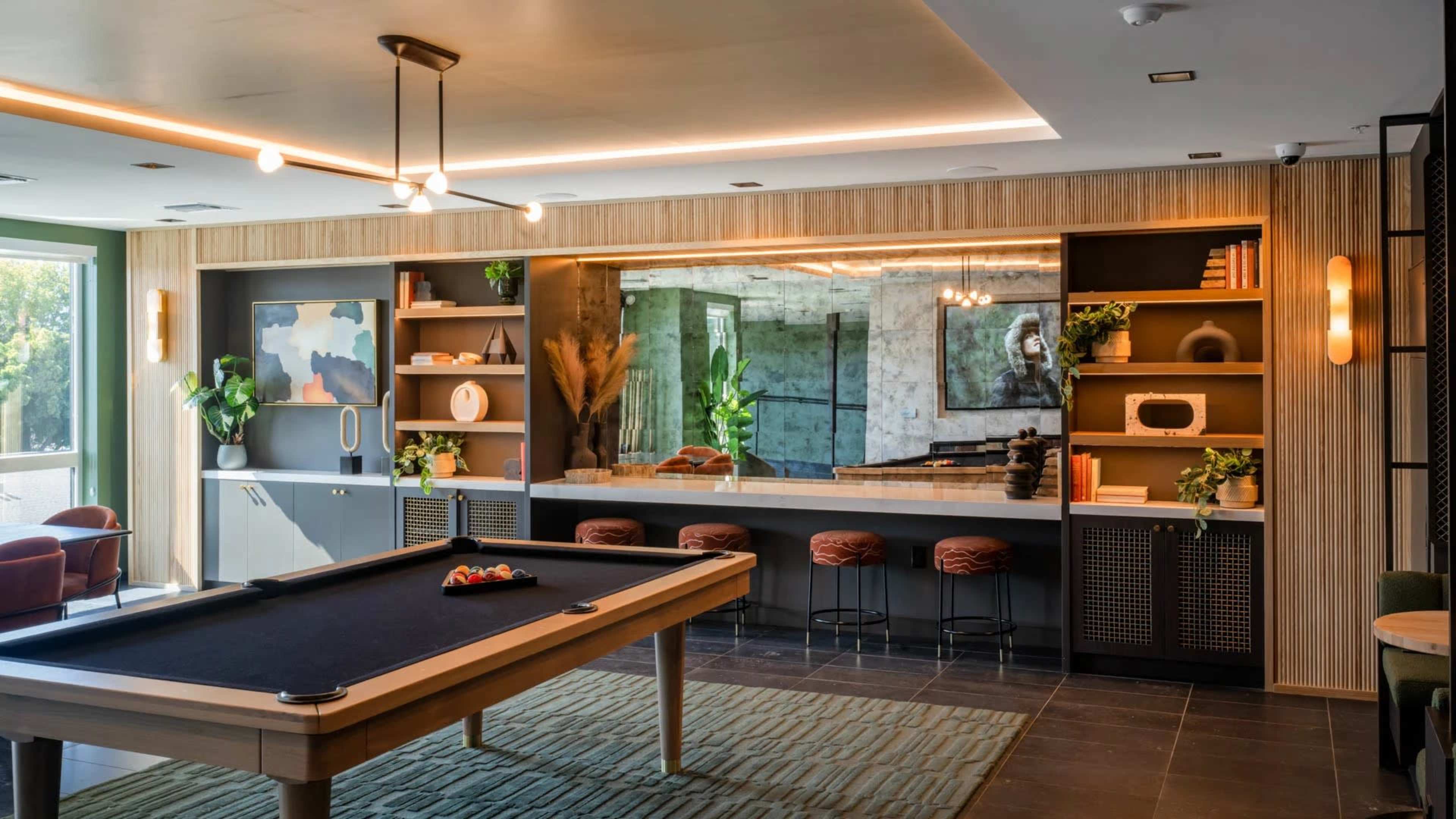 Clubhouse with Pool Table and TVs in a Luxury Midrise!, Santa Clara, CA ...
