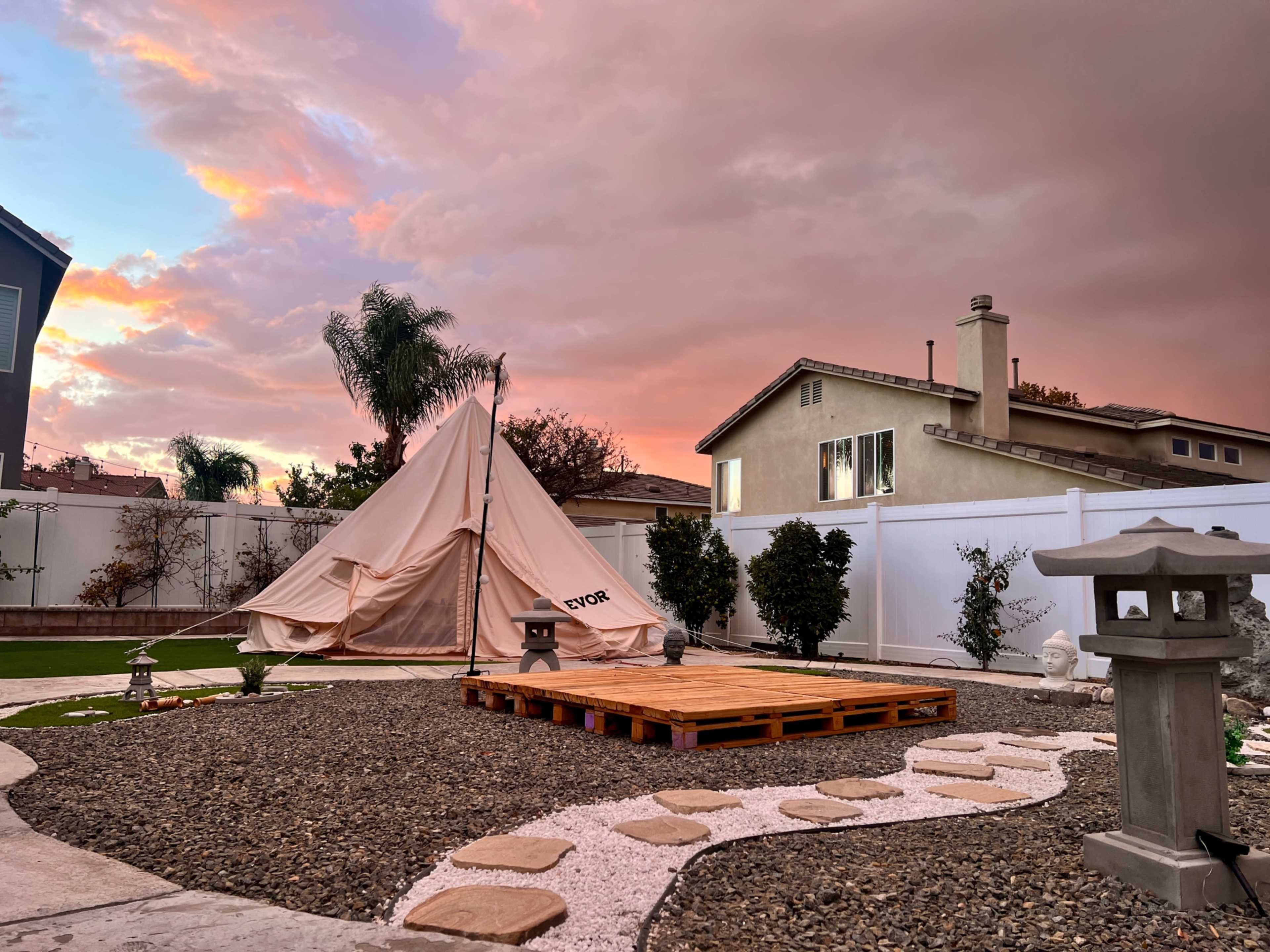Boho yurt with zen garden views, Eastvale, CA | Event | Peerspace