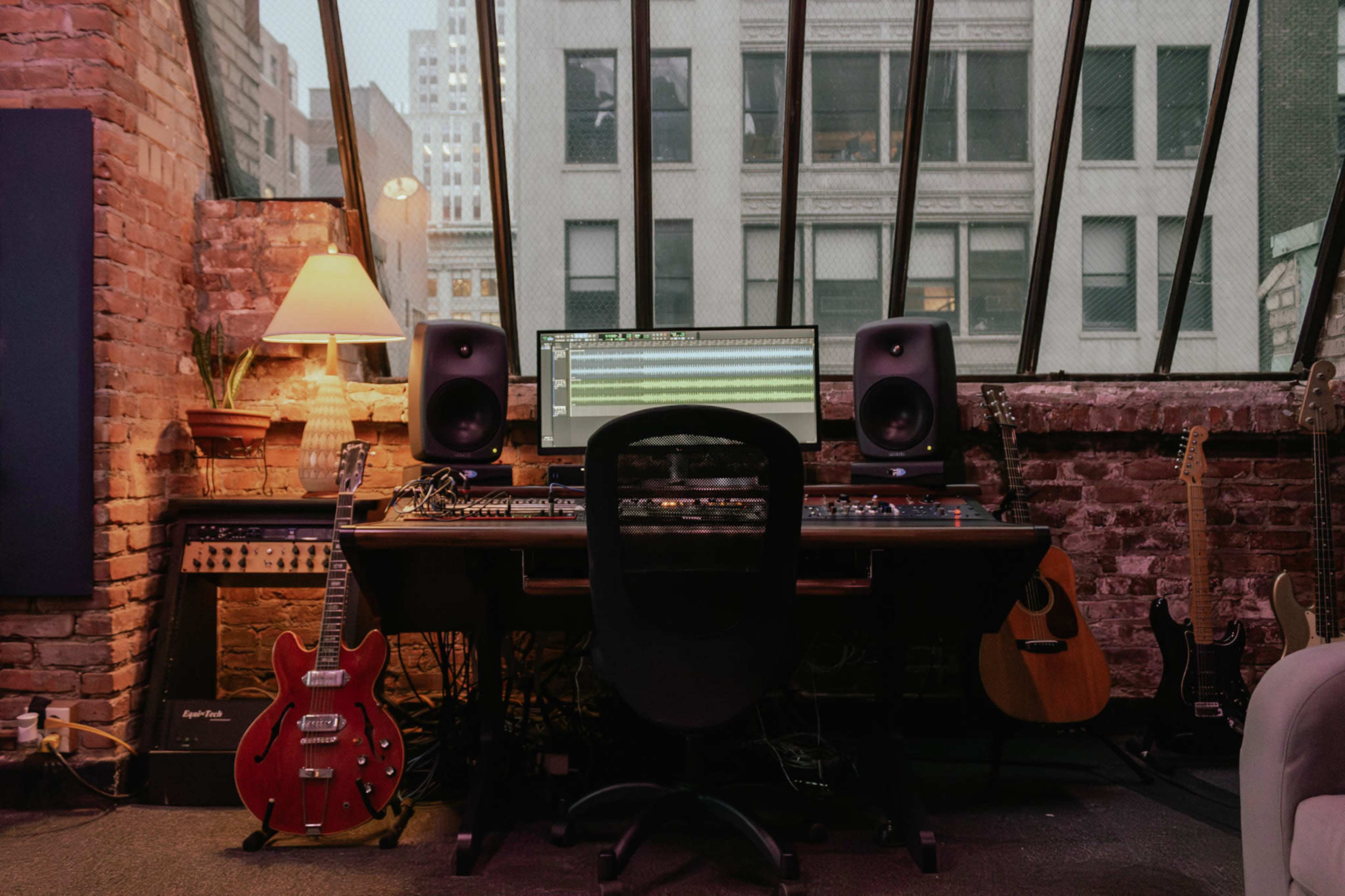 Penthouse recording studio with views directly under the empire state building., New York, NY ...