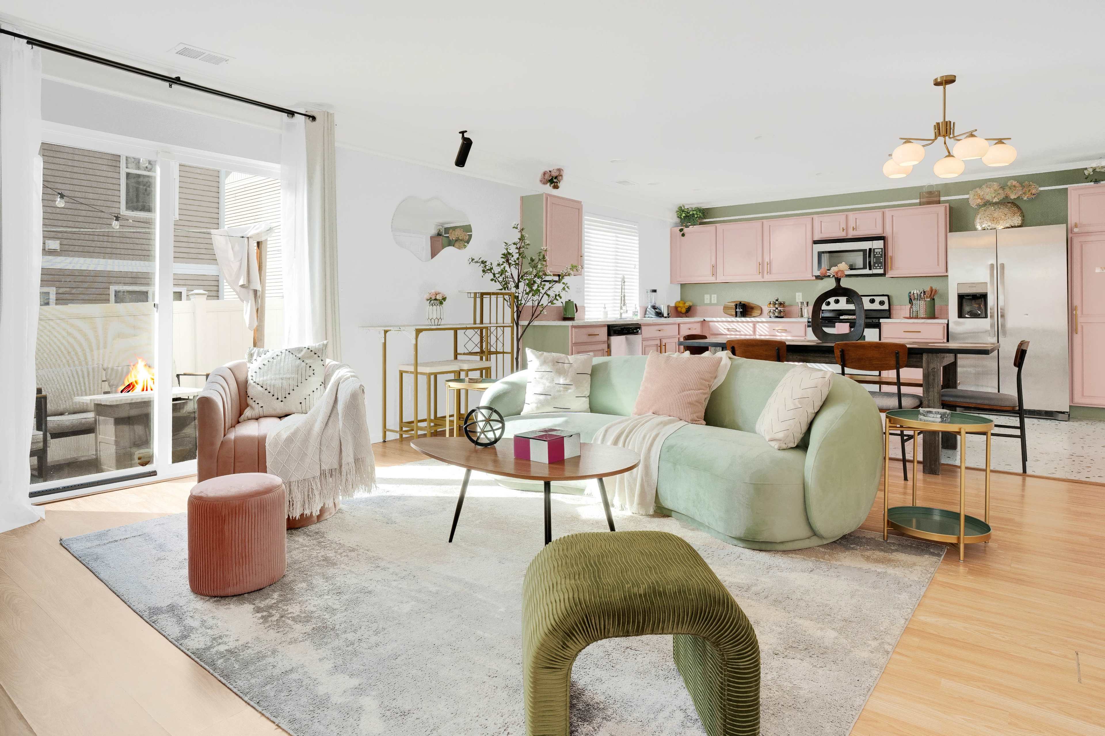 Modern Pink Kitchen House with Mario Theme Mural and game room, Denver ...