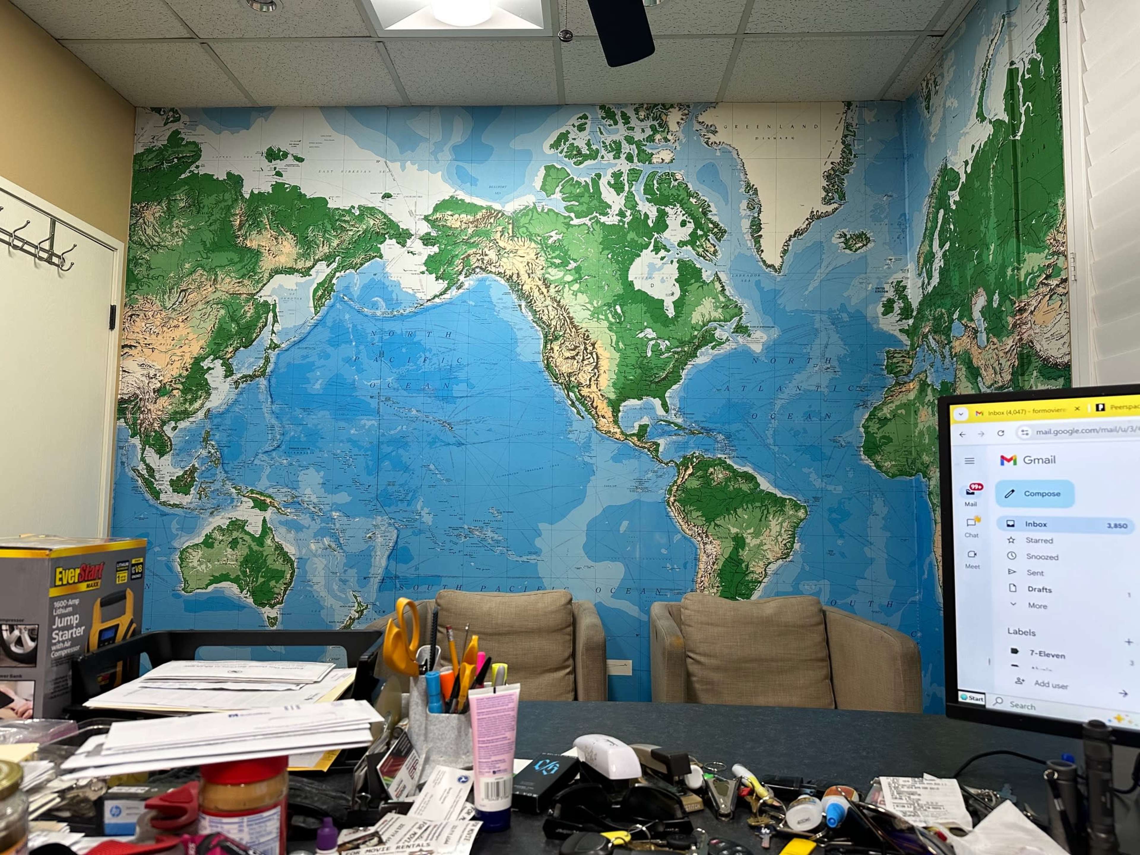 Office film sets include conference table, reception desk, boss office ...