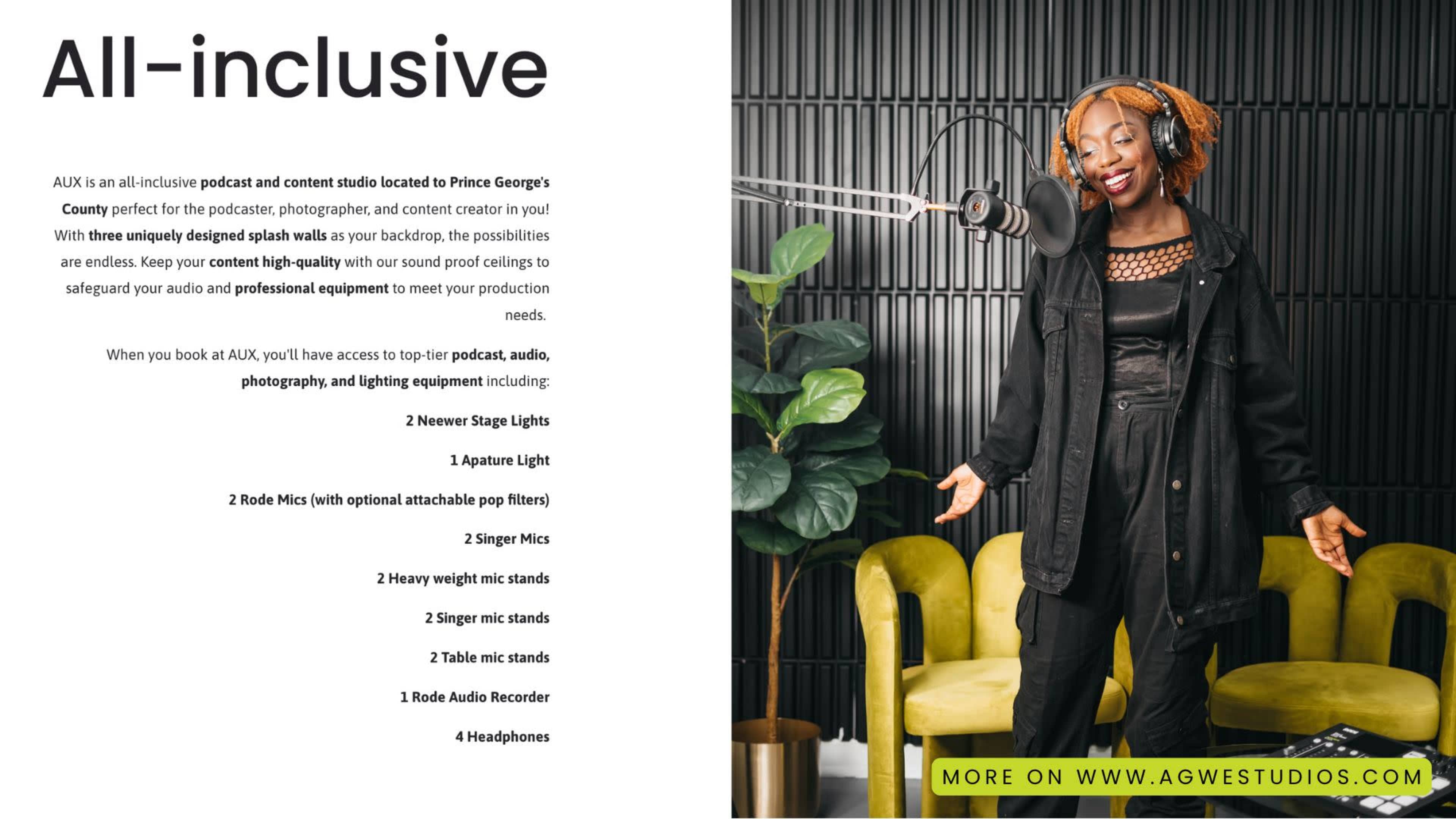 AUX @agwestudios | Modern Podcast and Photo Studio in Prince George's County, Upper Marlboro, MD ...