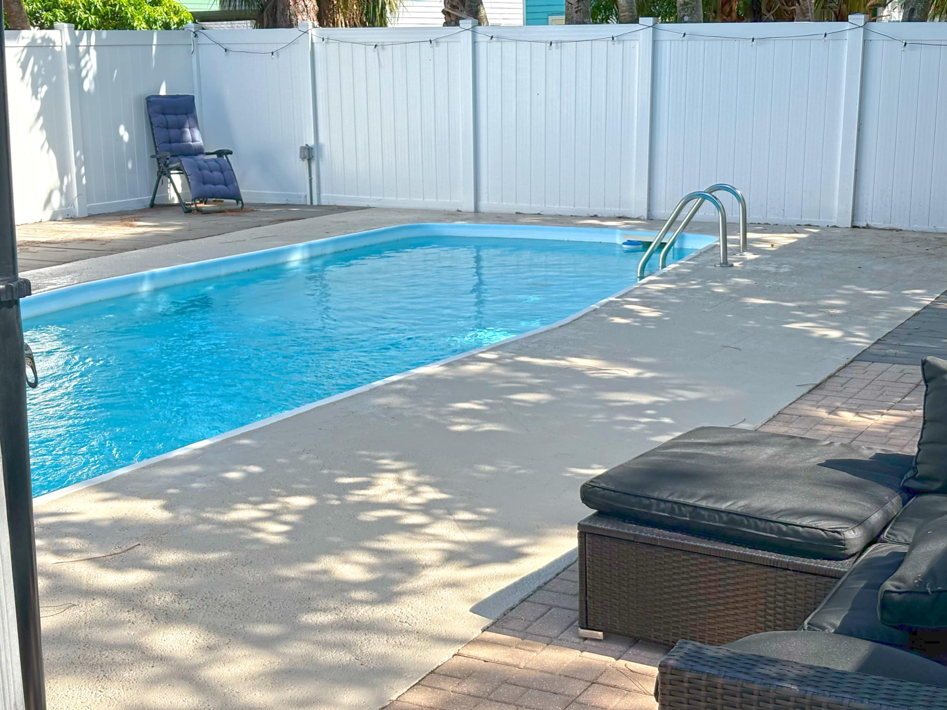 Backtard oasis with crystal clear pool | The backyard oasis pool, west ...