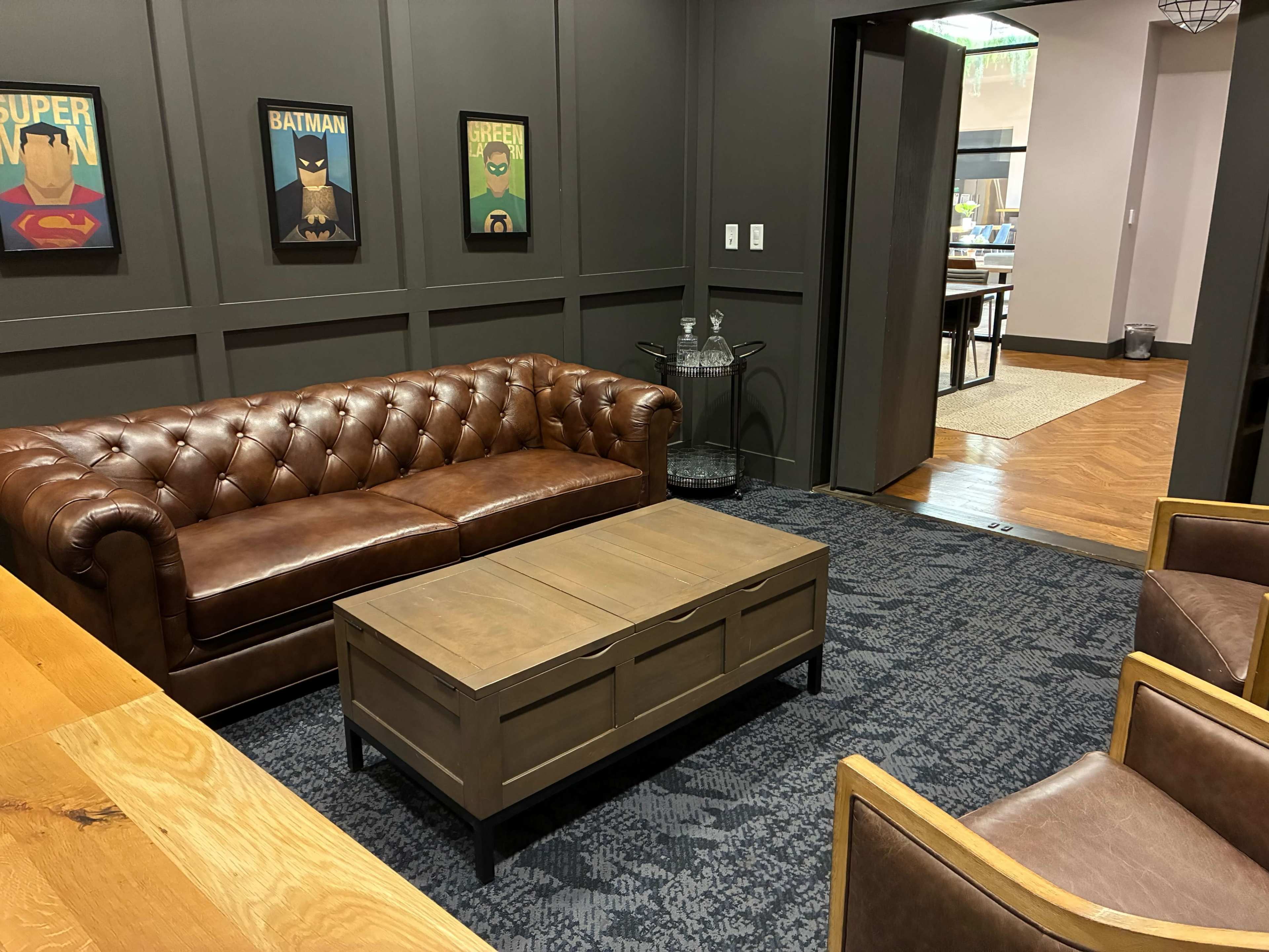 COhatch Mason | Cozy meeting room with ambient fire place, and a secret ...