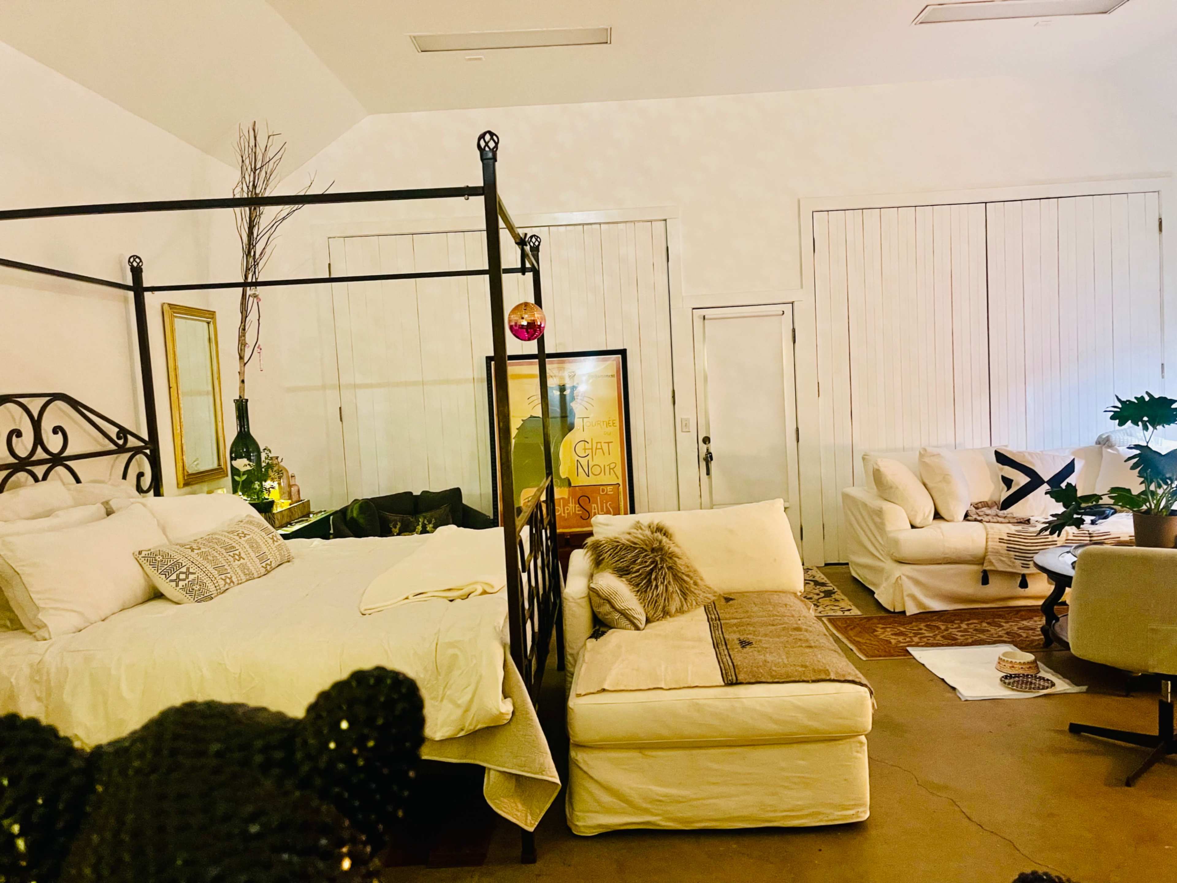 Interior space , studio barn within dense residential area daytime ...