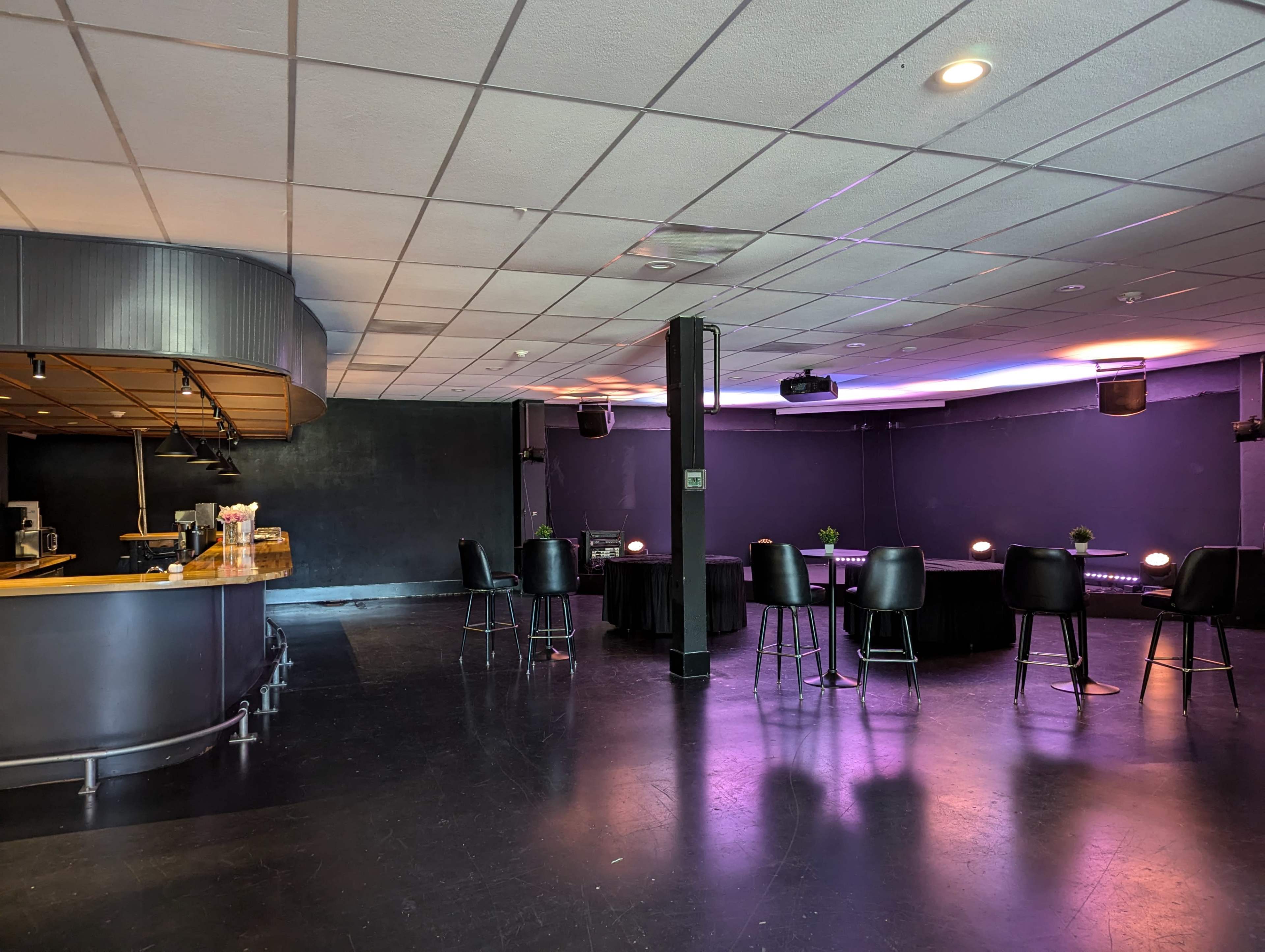 Club atmosphere with bar, dance floor, and audio/video system, GRESHAM ...