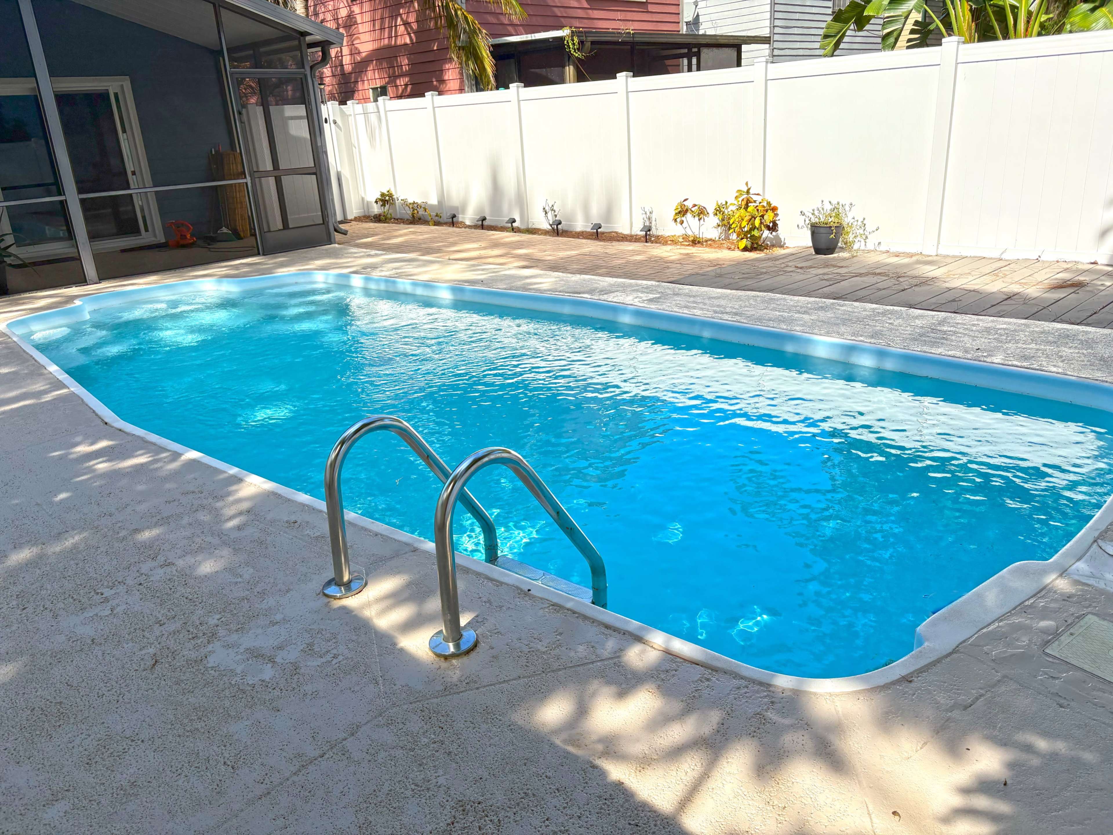 Backtard oasis with crystal clear pool | The backyard oasis pool, west ...