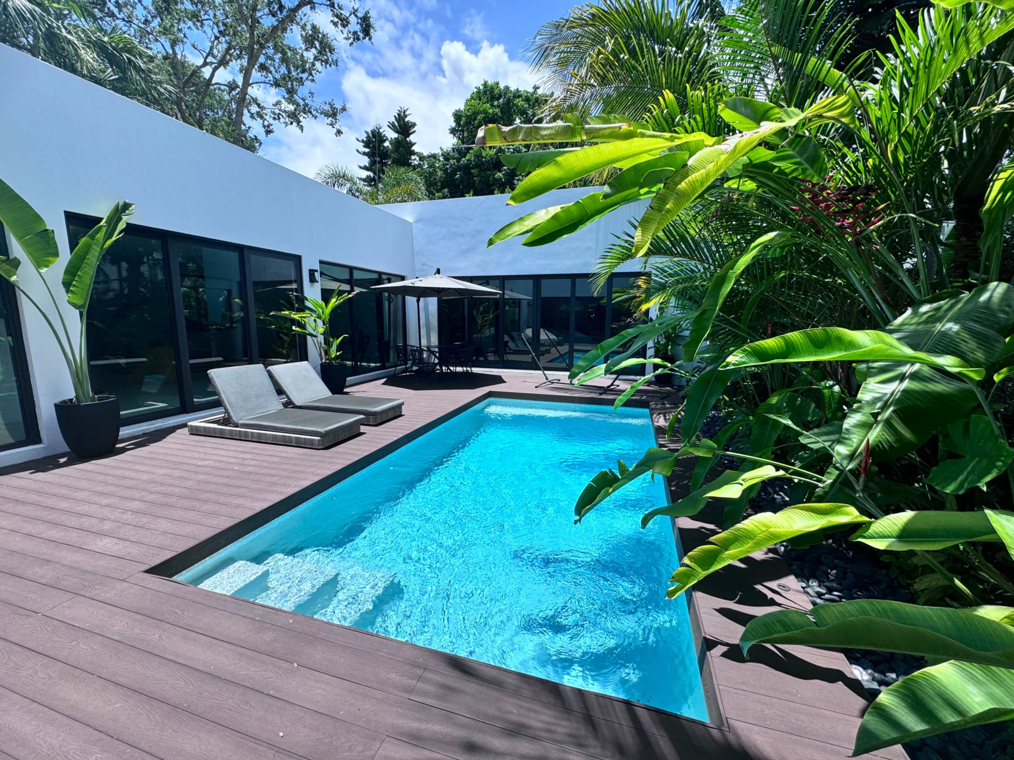 Tropical Pool Deck - Bali Vibes with modern house back drop, South ...