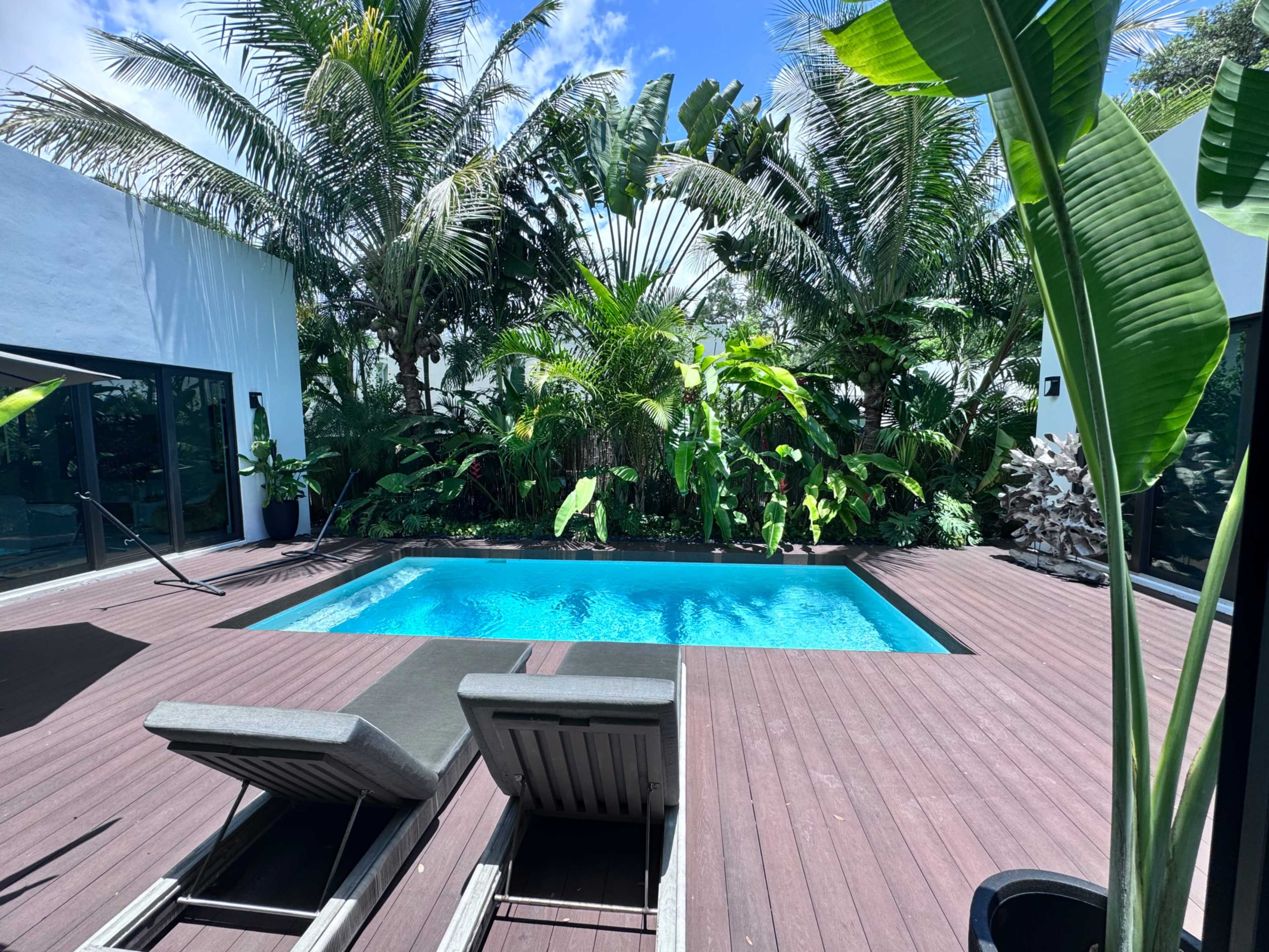 Tropical Pool Deck - Bali Vibes with modern house back drop, South ...