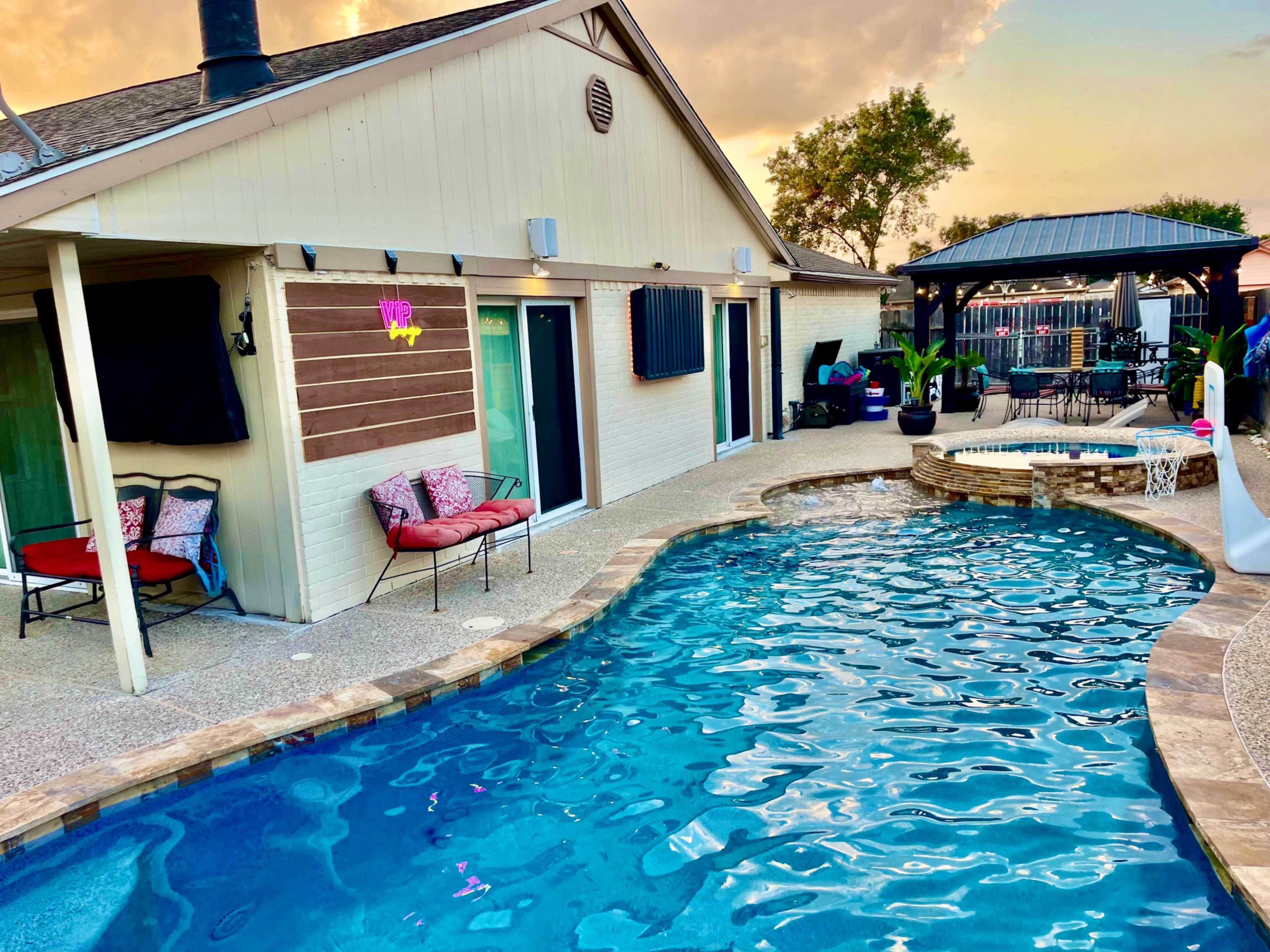 Cypress River Oasis | Rock Slide, Private pool and bathroom! Free heated pool!, Katy, TX | Event ...