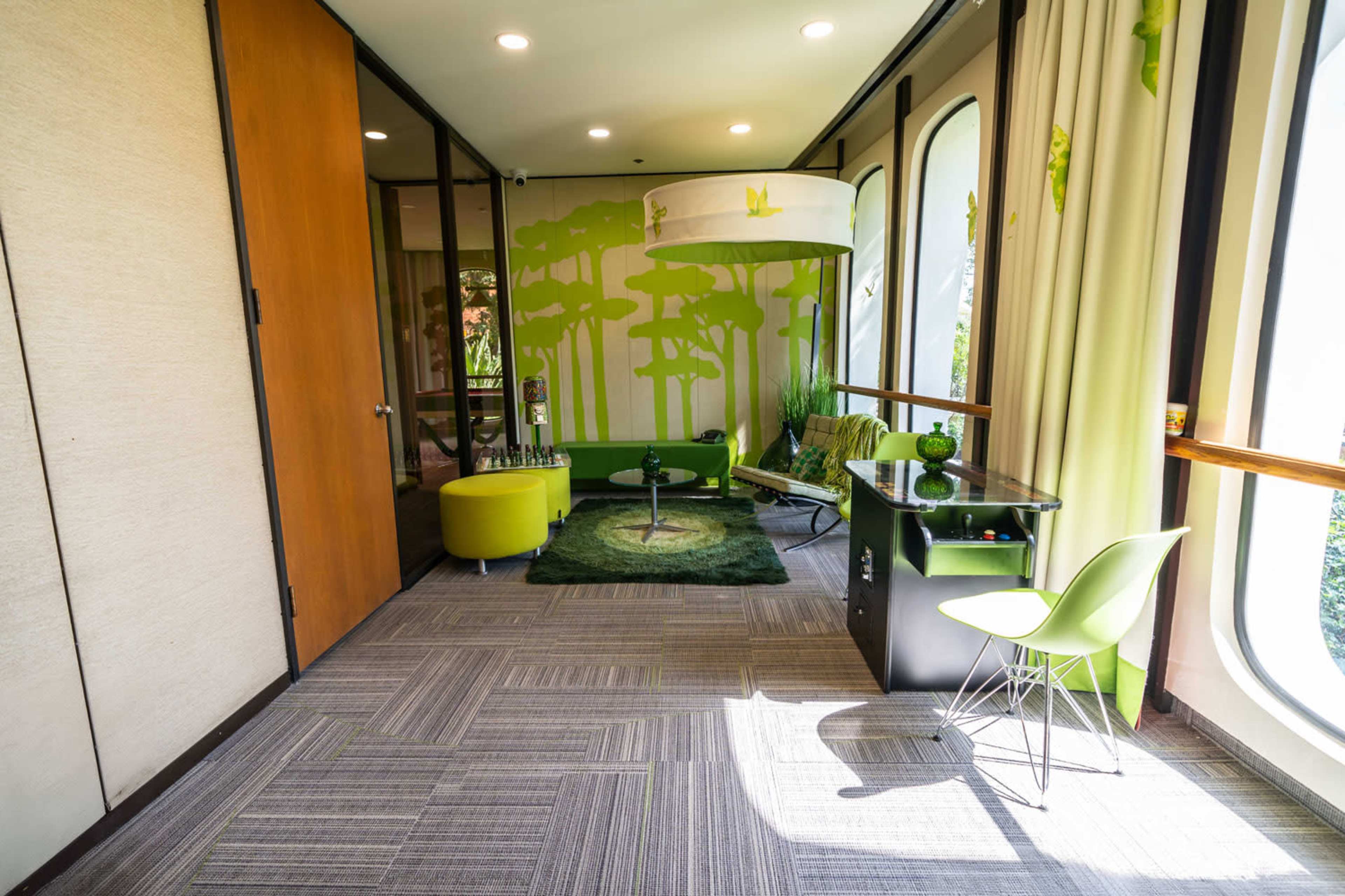 Retro Arcade / Game Room with Vintage Pinball, Chess and MsPacMan. Man ...