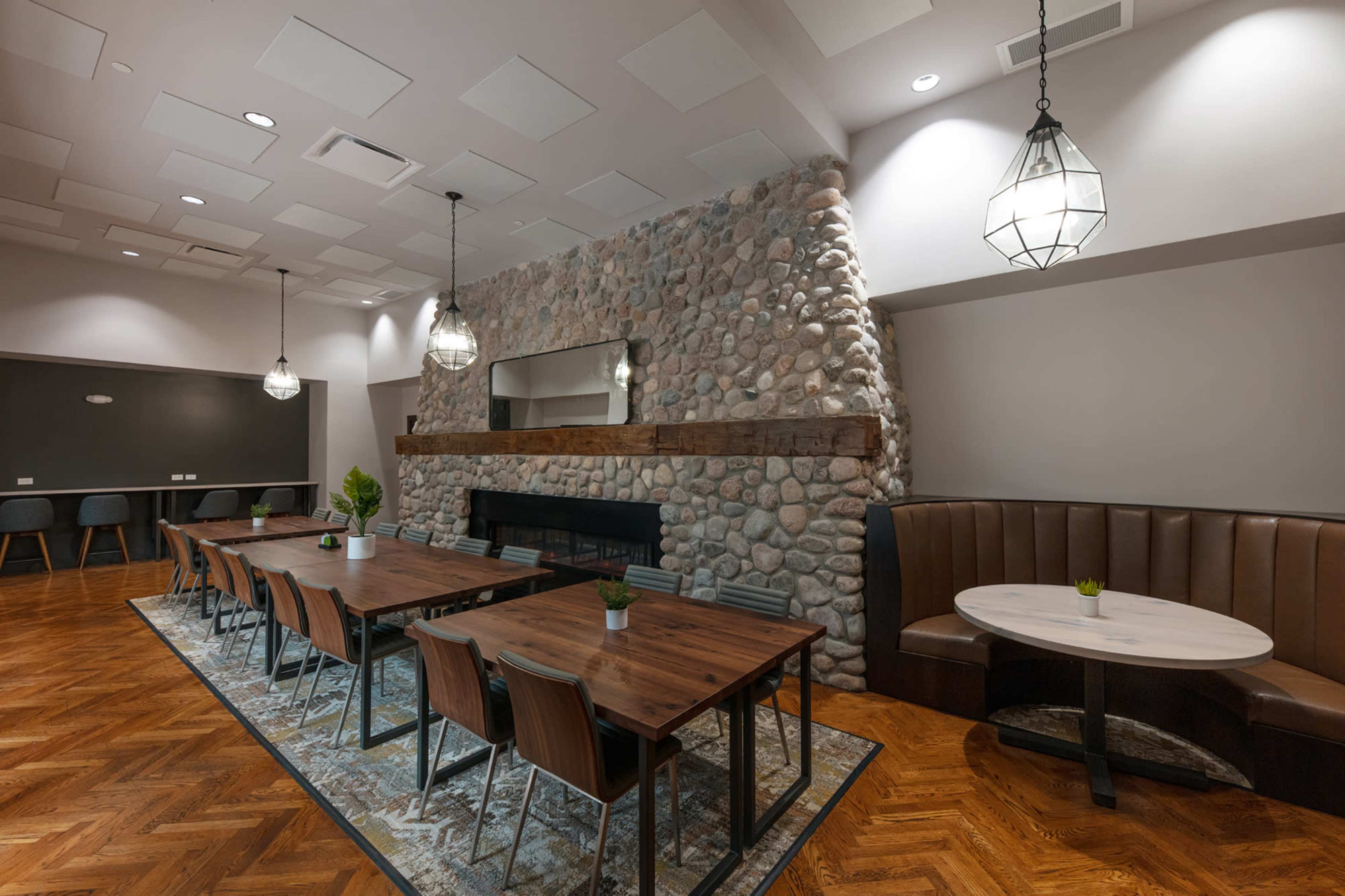 COhatch Mason | Cozy meeting room with ambient fire place, and a secret ...