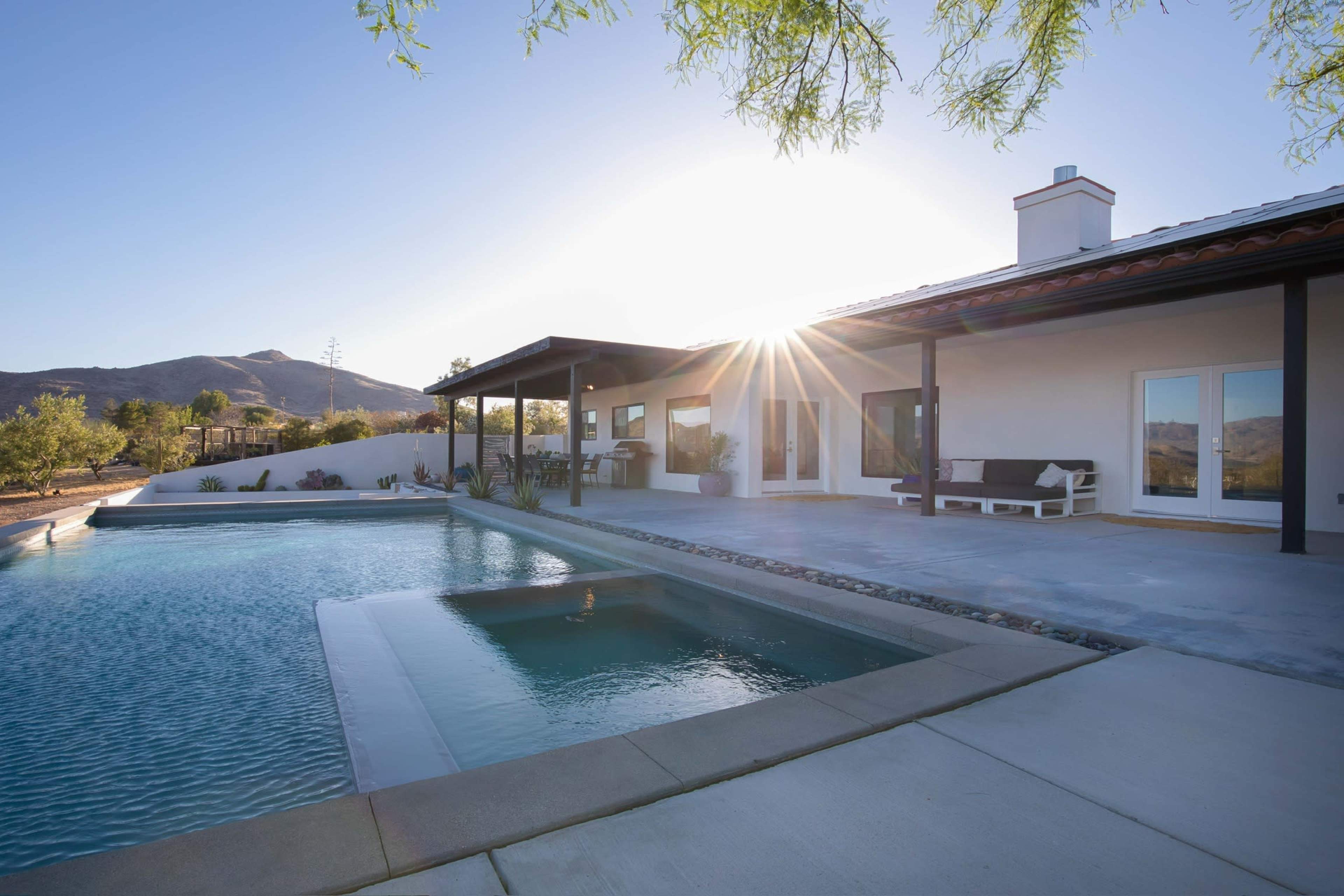 Desert Villa on 5 acres with pool and spa and mountain/desert views ...