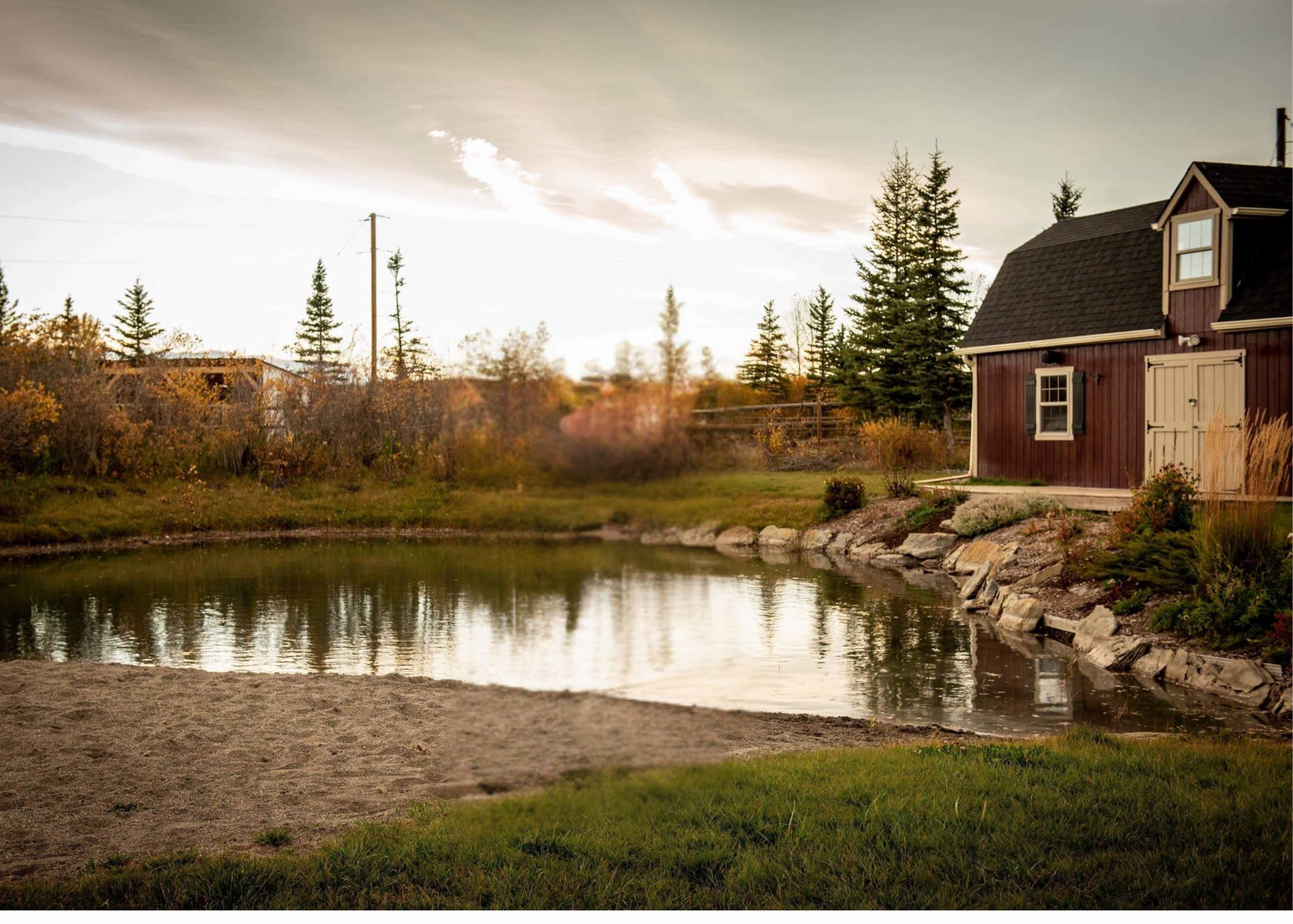 Country Paradise on 15 acres with a creek, forest, barn & pond, Priddis ...