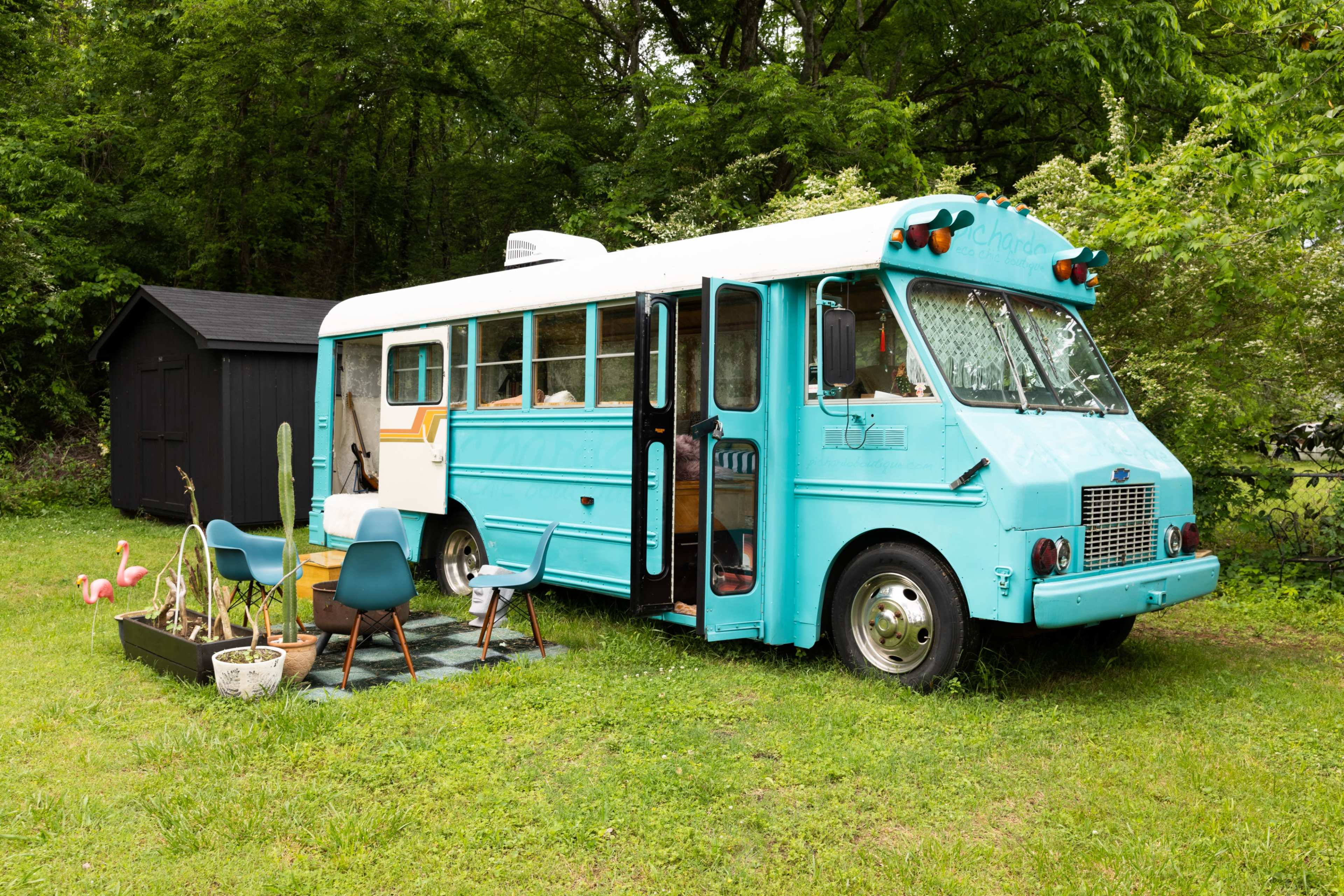Shirley the Blue School Bus with Bohemian and Vintage Vibes, SMYRNA, TN ...